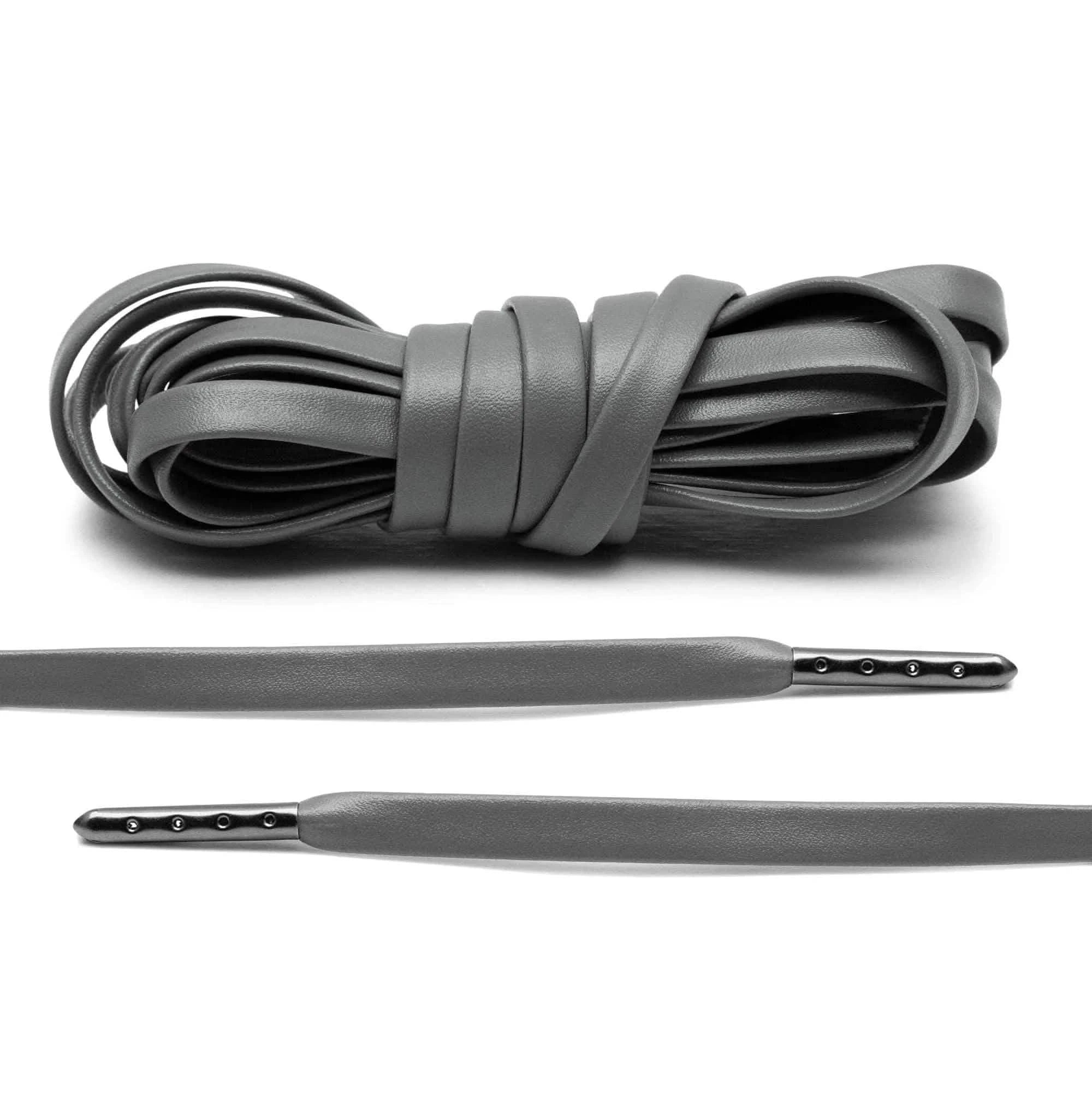 Buy Cool Flat Grey Luxury Leather Laces - Gunmetal Plated | Angelus ...