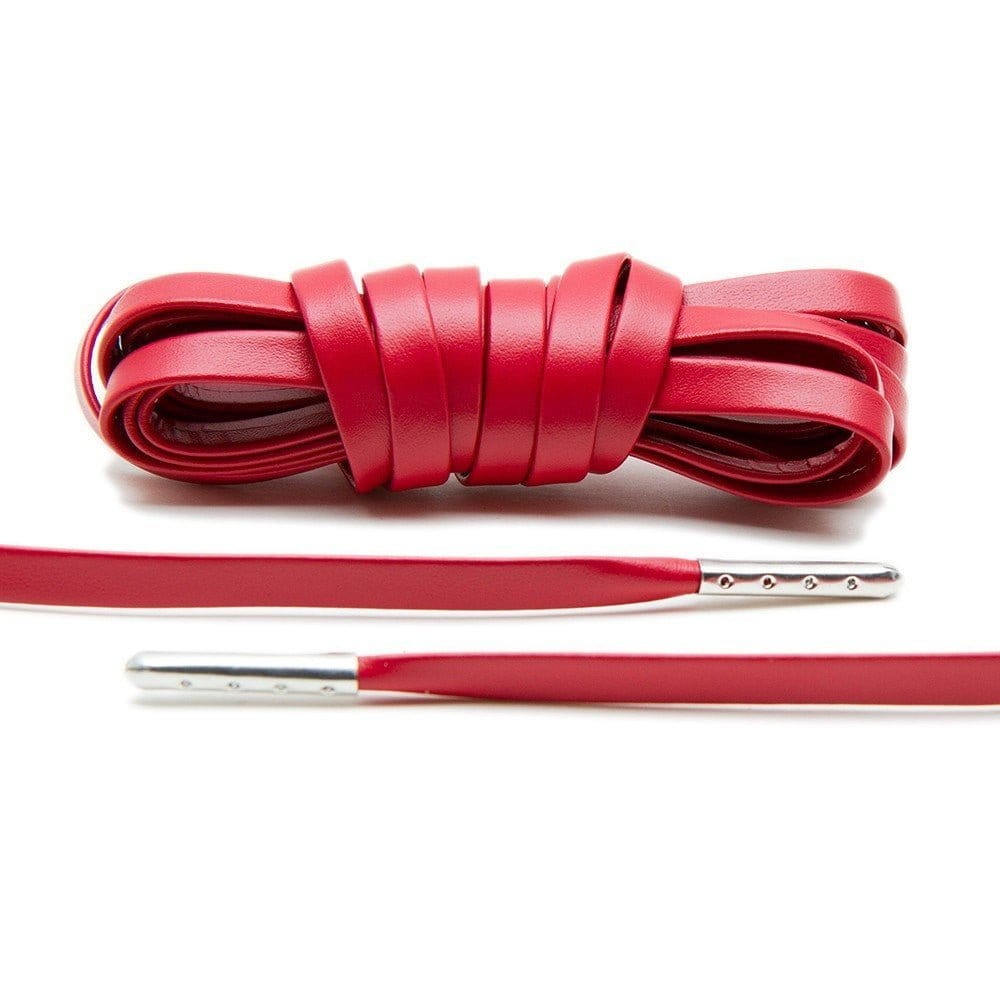 Buy Red Luxury Leather Laces - Silver Plated | Best Flat Leather Laces ...