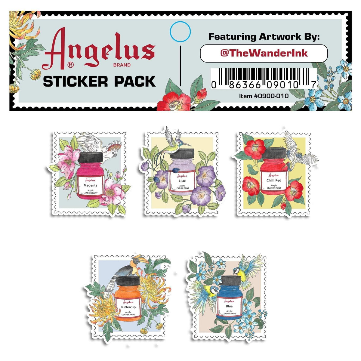 Buy Angelus Premium Hummingbird & Flower Sticker Pack by @TheWanderInk ...